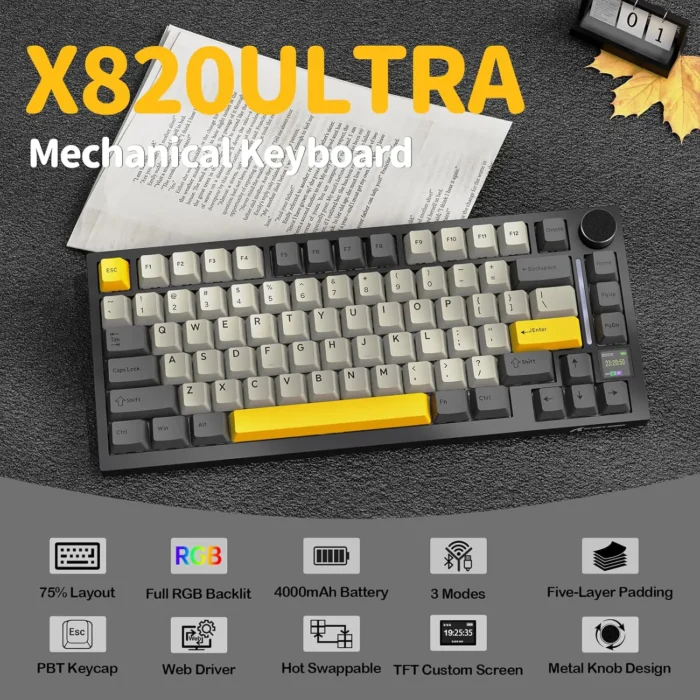 Attack Shark X820 Ultra Wireless Keyboard - Star Black - Amir Traders